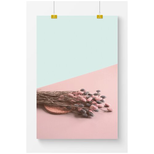 Постер на стену для интерьера Postermarkt Мятно розовый №1, размер 60х90 см, постеры картины для интерьера в тубусе
