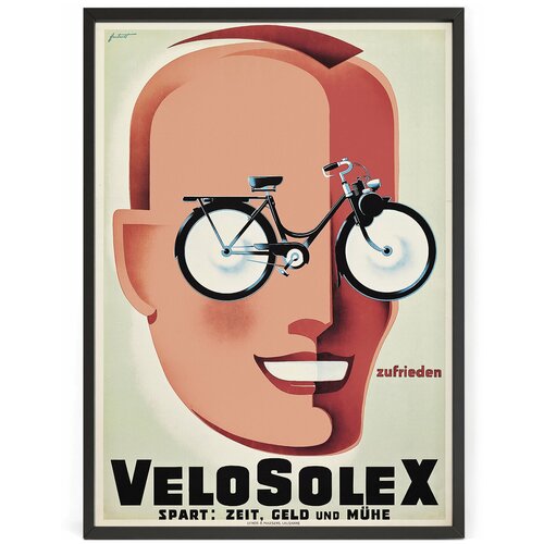 Винтажный плакат на стену VeloSolex 1950 года Noel Fontanet 70 x 50 см в тубусе