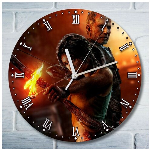 Настенные часы УФ с рисунком, диаметр 28см игры Tomb Raider Definitive Edition (лара крофт, PS, Xbox, PC, Switch) 5074
