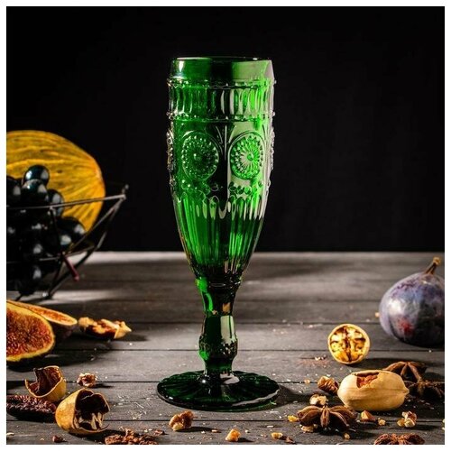 Бокал стеклянный для шампанского Magistro Ларго, 180 мл, 7x19,7 см, цвет зелёный
