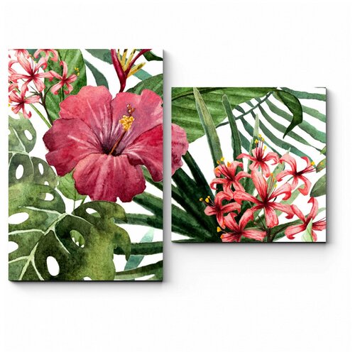 Модульная картина Тропические цветы 130x98