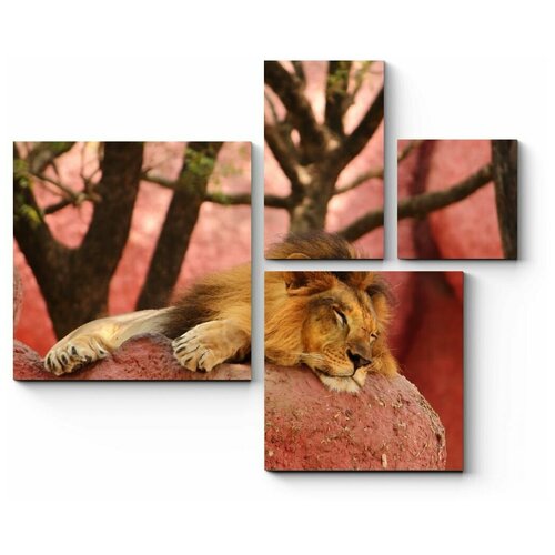 Модульная картина Африканский лев отдыхает132x110