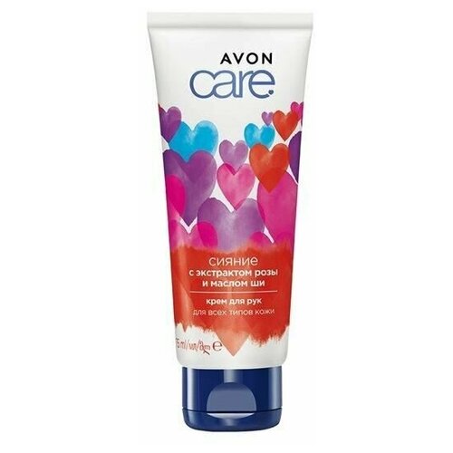 Увлажняющий Крем для рук avon с экстрактом розы и маслом ши "Сияние" 75 мл / Дневной Защитный питательный для сухой кожи / Косметика эйвон