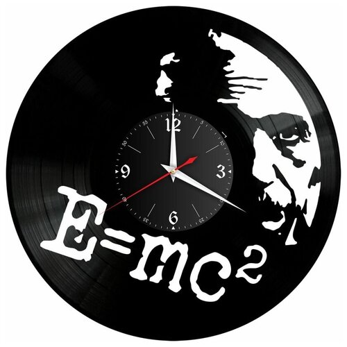 Часы из винила Redlaser "Альберт Эйнштейн, портрет, закон взаимосвязи массы и энергии" VW-10752