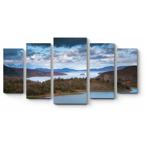 Модульная картина Пейзаж в оттенках голубого 180x99