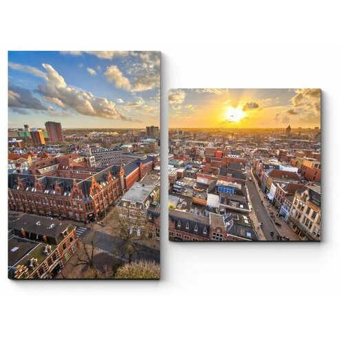 Модульная картина Чарующий Амстердам на закате. 110x83
