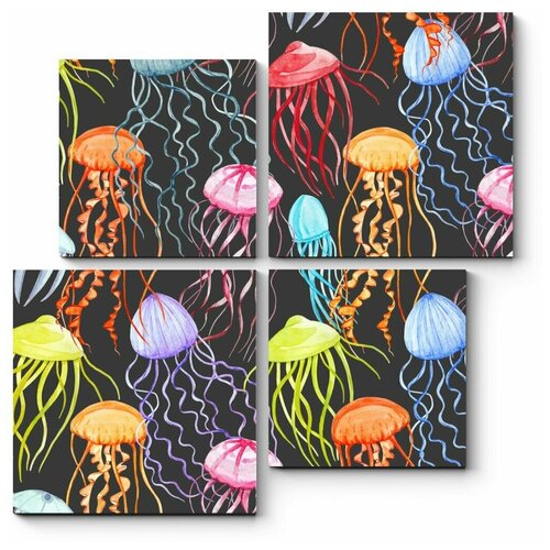Модульная картина Разноцветные медузы60x60