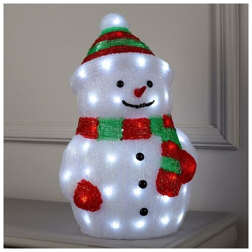 Luazon Lighting Светодиодная фигура «Снеговик большой» 25 × 44 × 20 см, акрил, 40 LED, 220 В, свечение белое