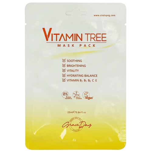 Маска для лица GRACE DAY VITAMIN TREE выравнивающая тон кожи, 25 мл