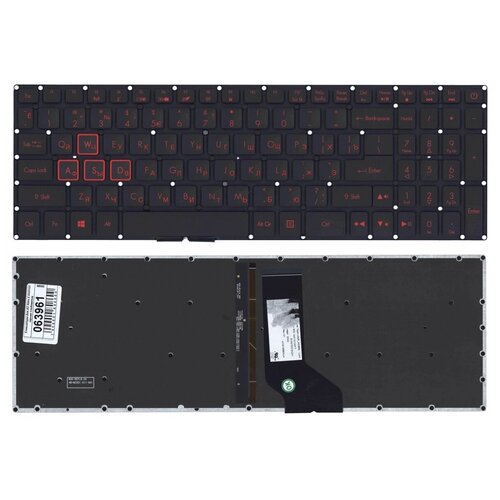 Клавиатура для ноутбука Acer NKI15130FT черная с красной подсветкой
