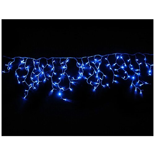 Электрогирлянда "Световая бахрома", 120 синих LED-ламп, 2x0.8 м, коннектор, белый каучуковый провод, уличная, Экорост