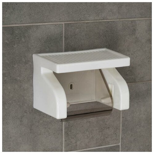 Держатель для туалетной бумаги с полочкой 18x11,5x12 см, цвет белый