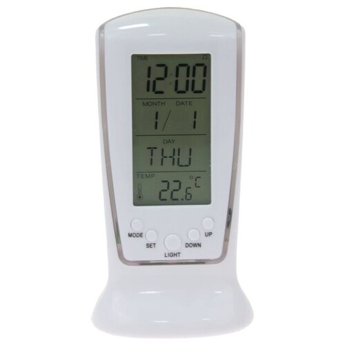 Будильник Luazon Home "Обелиск", часы, дата, температура, подсветка, белый
