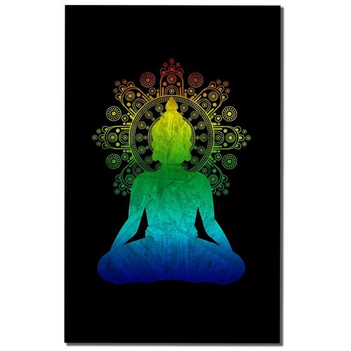 Картина на рельефной доске интерьер спортзал фитнес мотивация медитация йога - 5839