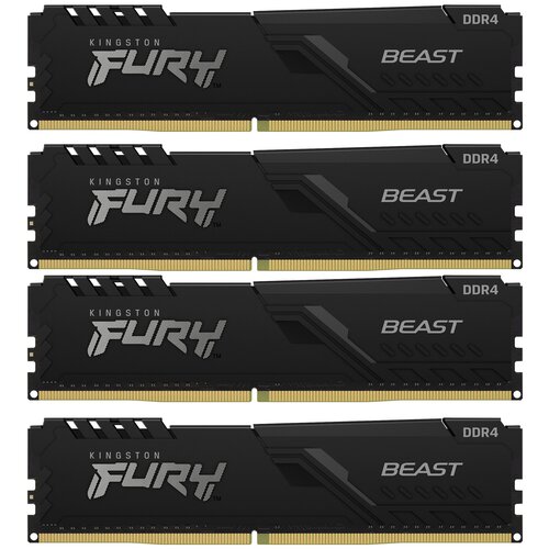 Оперативная память Kingston Fury Beast Black DDR4 3200 МГц 4x32 ГБ (KF432C16BBK4/128)