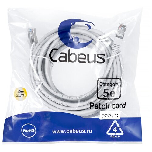 Патч-корд Cabeus PC-FTP-RJ45-Cat.5e-10m Кат.5е 10 м серый