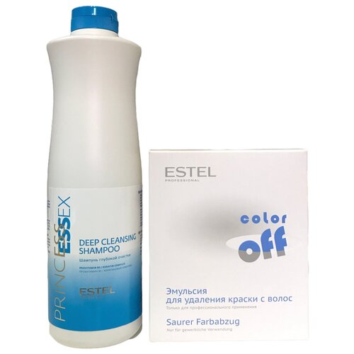 ESTEL Набор Эмульсия для удаления краски с волос Color Off 1 упаковка + Шампунь глубокой очистки Princess Essex 1000 мл