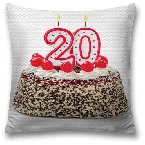 Наволочка декоративная на молнии, чехол на подушку JoyArty "Ореховый торт на 20-летие" 45х45 см