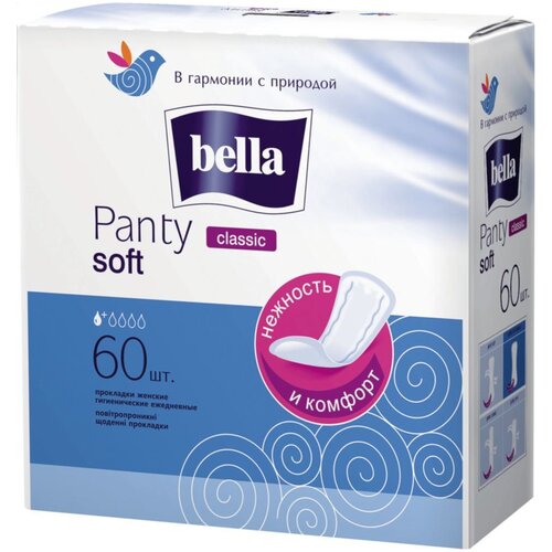 Bella прокладки ежедневные Panty soft classic, 1.5 капли, 60 шт., белый