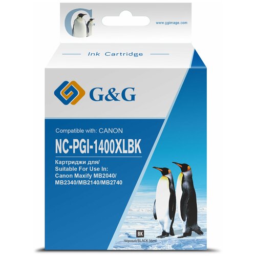 Картридж струйный G&G NC-PGI-1400XLBK PGI-1400XL BK, черный (36 мл), для Canon MB2050/MB2350/MB2040/MB2340