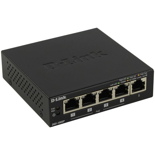 Коммутатор (switch) D-link DGS-1005P/A1A 15.4W