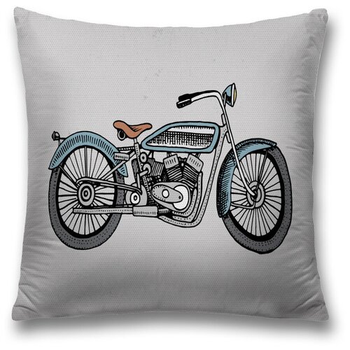 Наволочка декоративная на молнии, чехол на подушку JoyArty "Ретро мотоцикл" 45х45 см