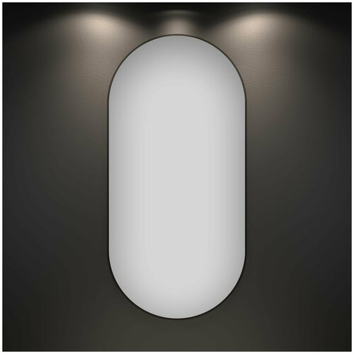 Настенное зеркало в ванную Wellsee 7 Rays' Spectrum 172201850 : влагостойкое овальное зеркало 55х110 см с черным матовым контуром