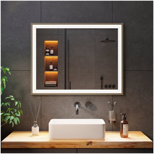 Зеркало с подсветкой в раме Mideon - Bronze Aluminium 50x80 см