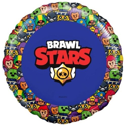 Шар (18'/46 см) Brawl Stars (Бравл Старс), «Звёздные бойцы», 1 шт. цвет синий
