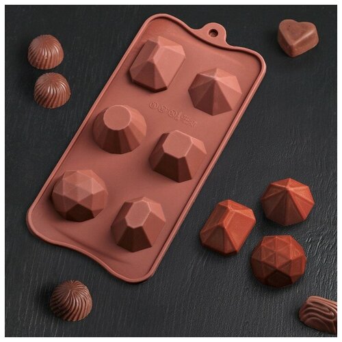 Форма для шоколада Доляна Драгоценные камни, 6 ячеек, в ассортименте
