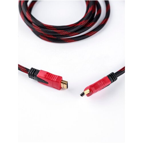 HDMI кабель 5 метров в защитной черно-красной оплетки 1.4