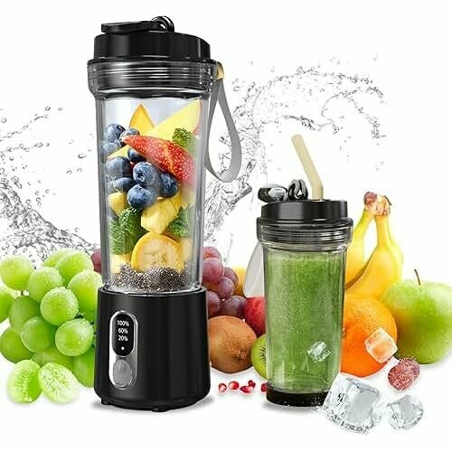 Блендер Smoothie Maker, 500 мл Портативный блендер 2 лезвия из нержавеющей стали с герметичной крышкой и отверстием для питья, съемный перезаряжаемый портативный миксер для приготовления молочных коктейлей, смузи и фруктовых соков