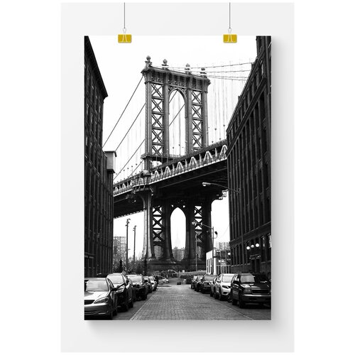 Постер на стену для интерьера Postermarkt Бруклинский мост Нью Йорк, размер 40х50 см, постеры картины для интерьера в тубусе