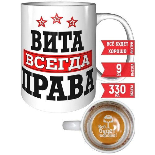 Кружка Вита всегда права - всё будет хорошо.