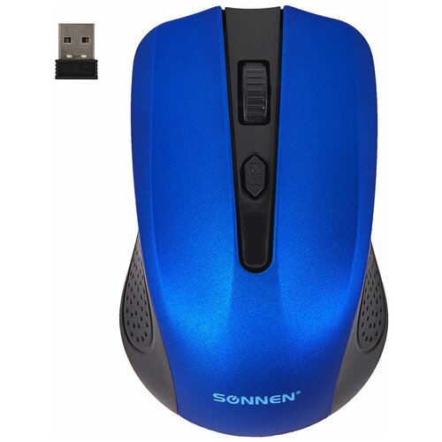 Мышь беспроводная SONNEN V99, USB, 1000/1200/1600 dpi, 4 кнопки, оптическая, синяя, 513530 (арт. 513530)