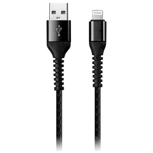 Кабель SmartBuy для iPhone USB 2.0 - 8 pin Lightning, спиральный, черный, 1 м. (1/500)