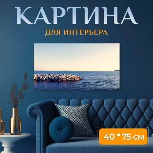 Картина на холсте "Неаполь, италия, море" на подрамнике 75х40 см. для интерьера