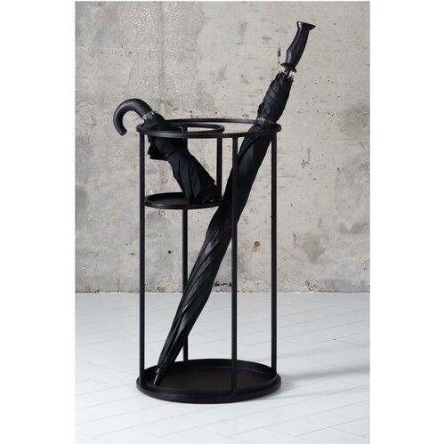 Зонтница металлическая DOBRO METALL черная 630*350*350 с отсеком для маленьких зонтов и тростей