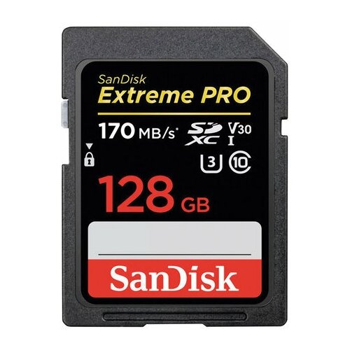 Комплект 3 шт, Карта памяти SDXC 128 GB SANDISK Extreme Pro UHS-I U3, V30, 170 Мб/сек (class 10), SDSDXXG-128G-GN4IN, DXXY-128G-GN4IN