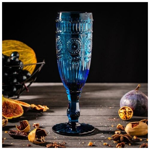 Бокал для шампанского Magistro «Ларго», 180 мл, 7×19,7 см, цвет синий