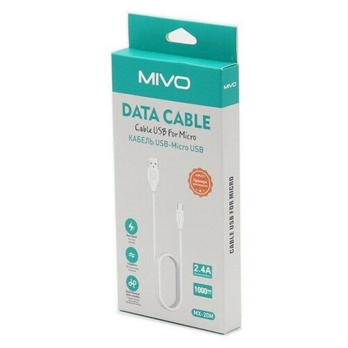Кабель USB-Micro USB MIVO MX-20M 1 м, 5 В/ 2.4 А зарядное устройство / DATA CABLE