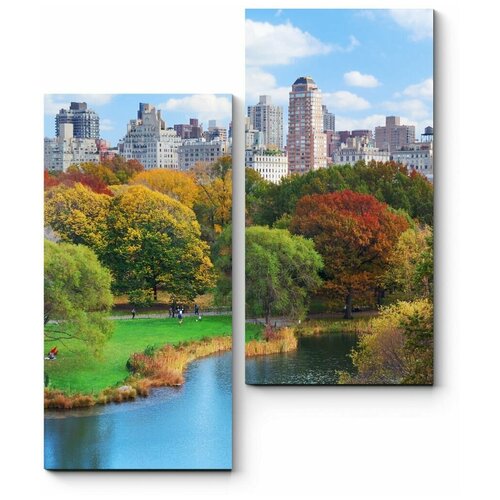 Модульная картина Осеннее озеро в Центральном Парке, Нью-Йорк 70x88