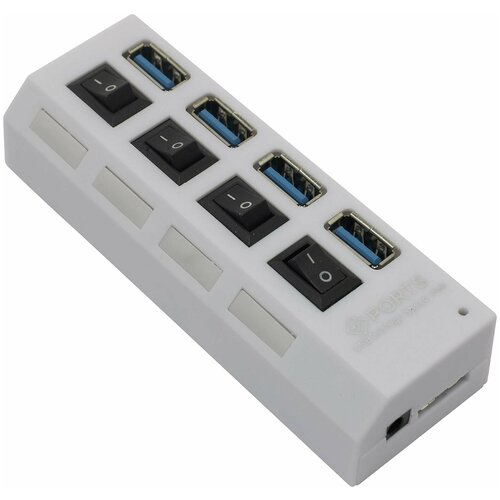 USB 3.0 хаб SmartBuy с выключателями, 4 порта, белый