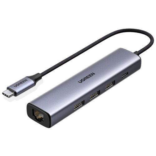 USB-концентратор  UGreen CM475, 20932, разъемов: 5, 12 см, серебристый