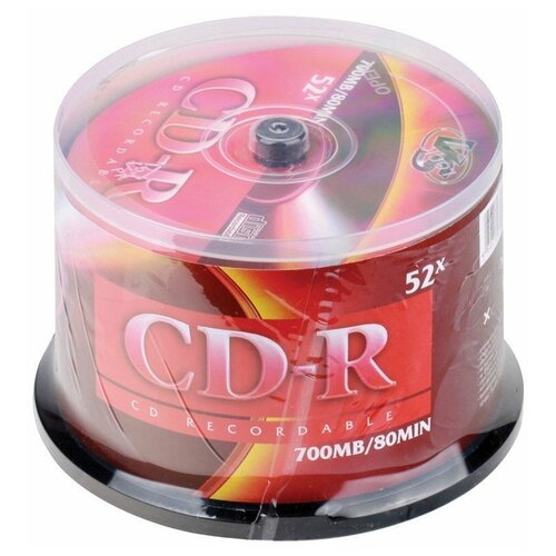 Диски CD-R VS 700Mb 52x, комплект 50 шт, Cake Box, VSCDRCB5001