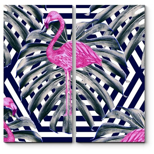 Модульная картина Приключения фламинго в джунглях 70x70