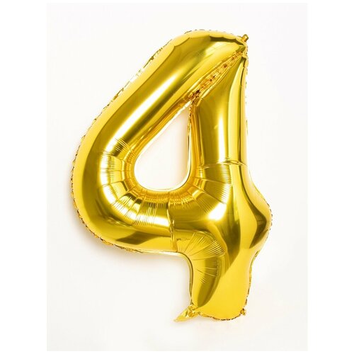 Воздушный шар фольгированный Riota Цифра 4, золотая, 101 см