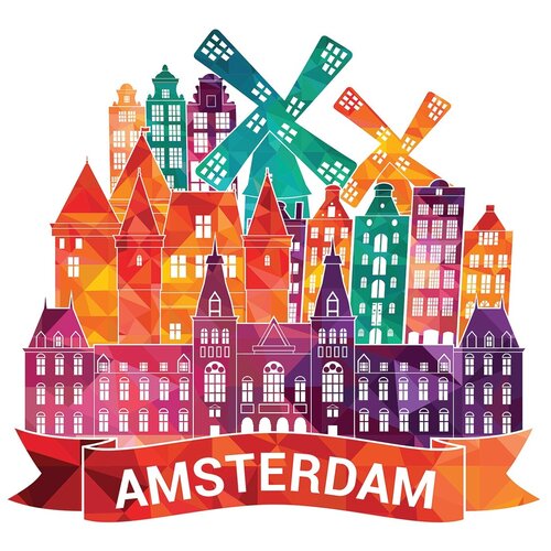Постер / Плакат / Картина Разноцветный Амстердам 40х50 см в раме