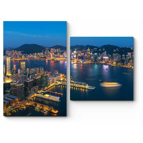 Модульная картина Сияющий ночными огнями Гонконг40x30