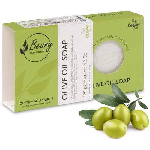 Мыло Beany твердое натуральное турецкое "Olive Oil Soap" с оливковым маслом